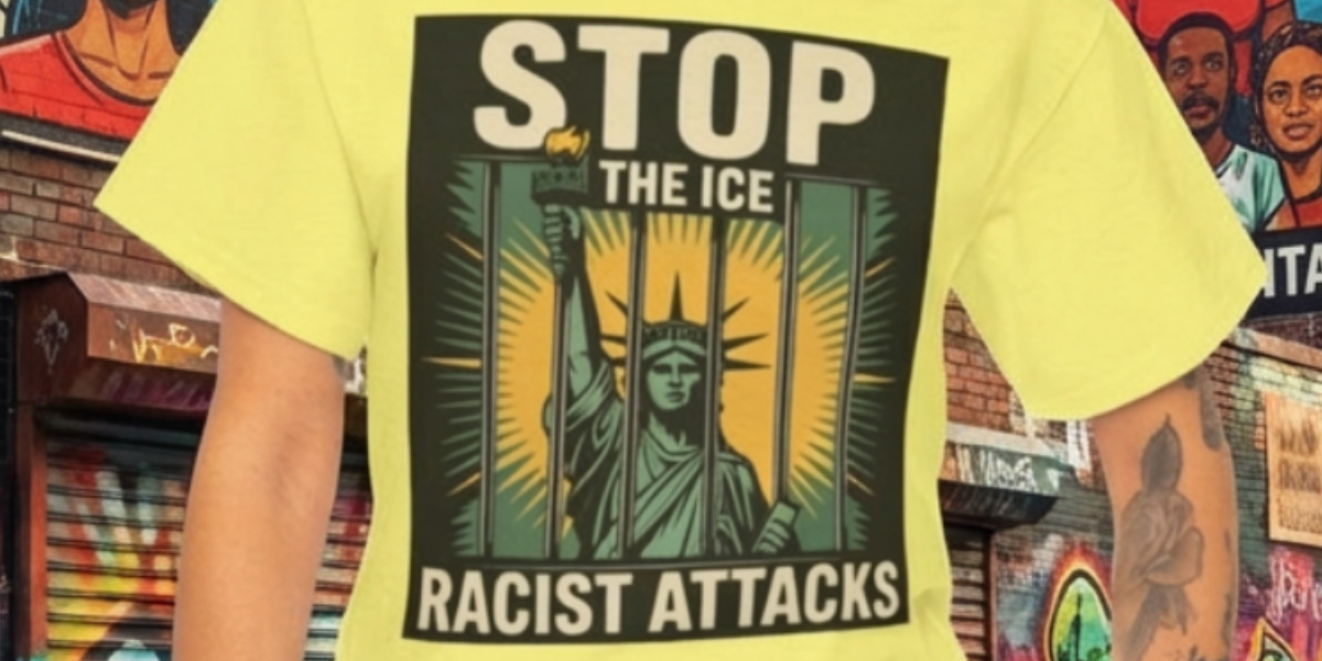 Stop ICE Racist Attacks Tee – Statue of Liberty Behind Bars - Thwart ...