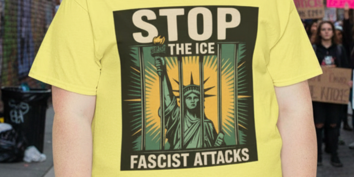 Stop ICE Fascist Attacks Tee – Statue of Liberty Behind Bars - Thwart ...